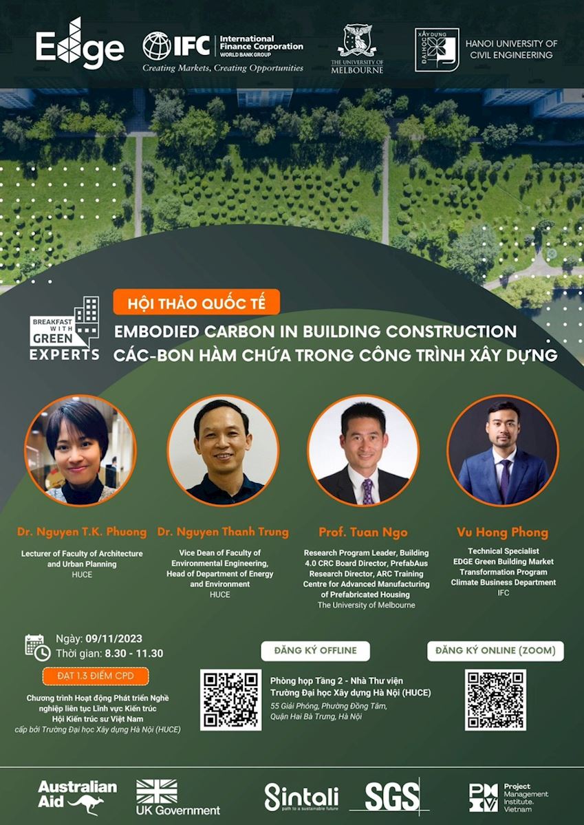 Hội thảo: "Các-bon hàm chứa trong công trình xây dựng - Embodied carbon in building construction”.